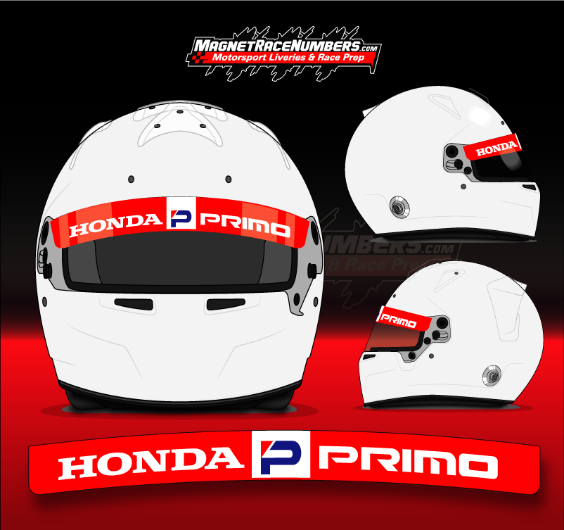 'Honda Primo' Helmet Visor Sunstrip – Magnet Race Numbers